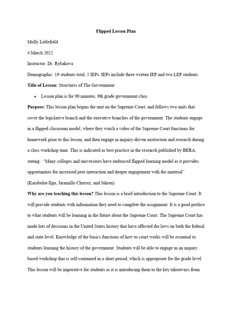 flipped lesson plan | PDF | Supreme Courts | Separation Of Powers