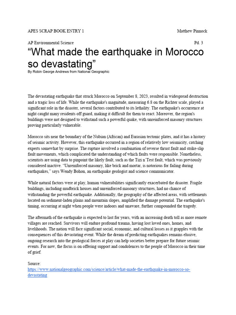 Apes Scrap Book Entry 1 | PDF | Earthquakes | Emergency Management