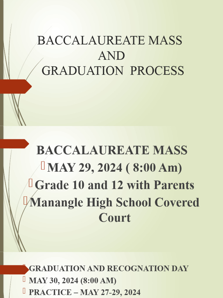 Baccalaureate Mass and Graduation 2024 | PDF