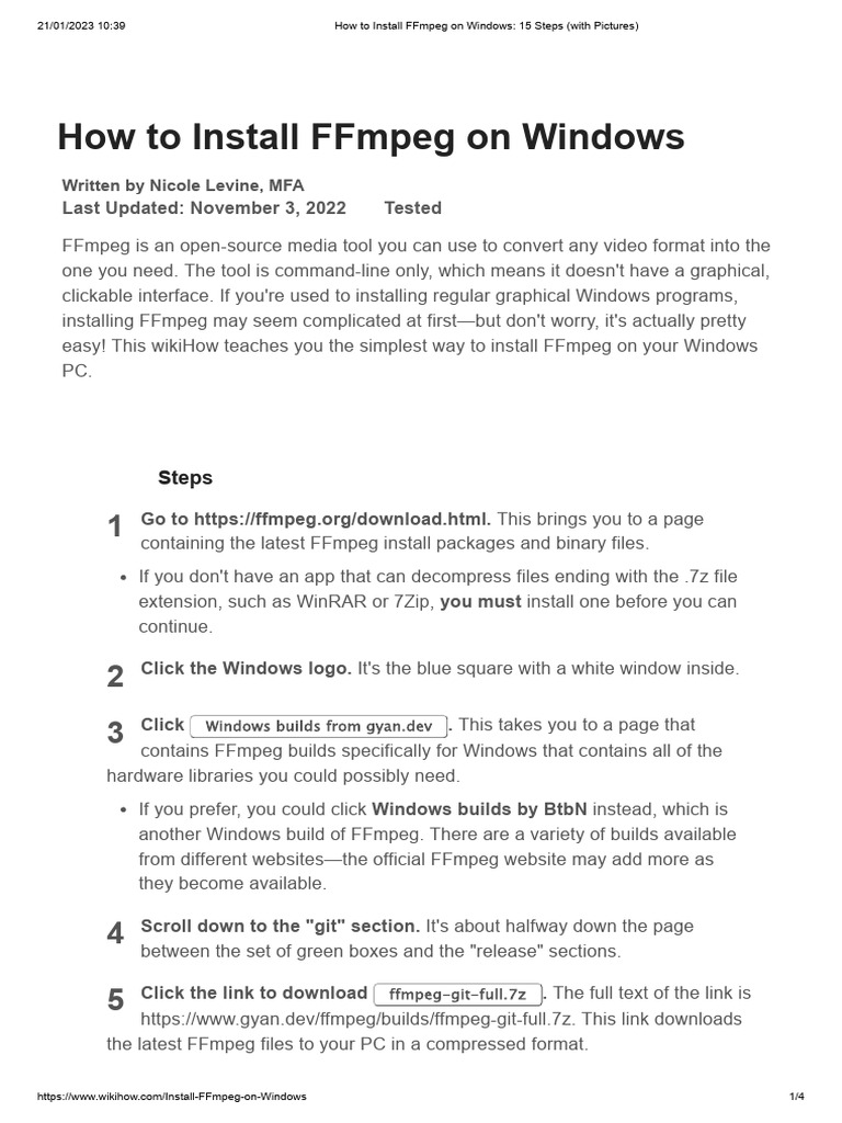 How To Install FFmpeg On Windows - 15 Steps (With Pictures) | PDF | Computer File | Microsoft ...