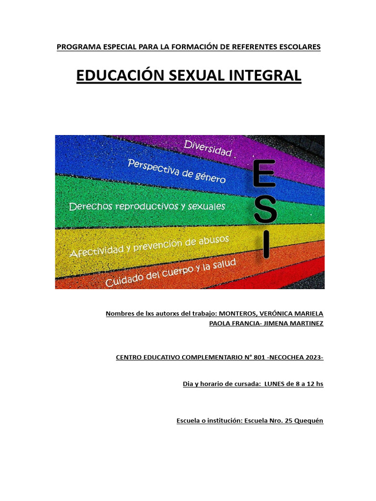 Actividades Cap Esi 2023 | Descargar gratis PDF | Educación sexual | La sexualidad humana