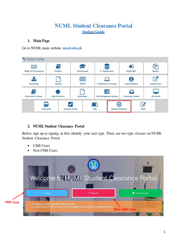 NUML Student Clearance Portal Guide | PDF | Login | Computer Security