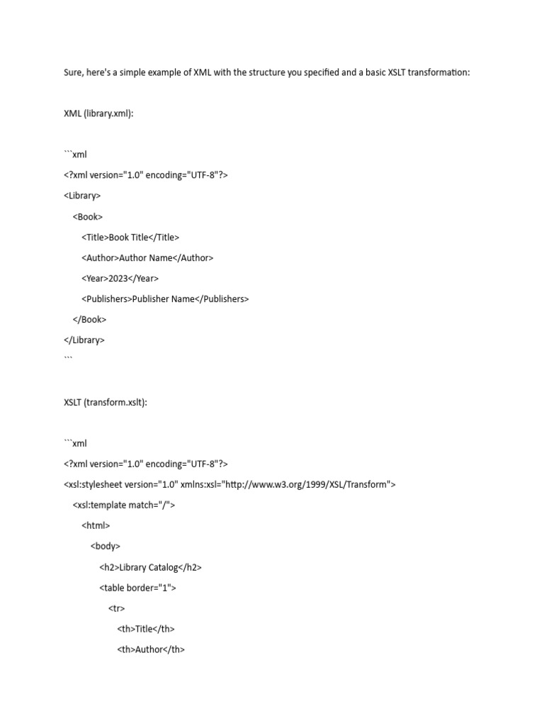XML Library | PDF | Xslt | Web Standards XML Library | PDF | Xslt | Web Standards
