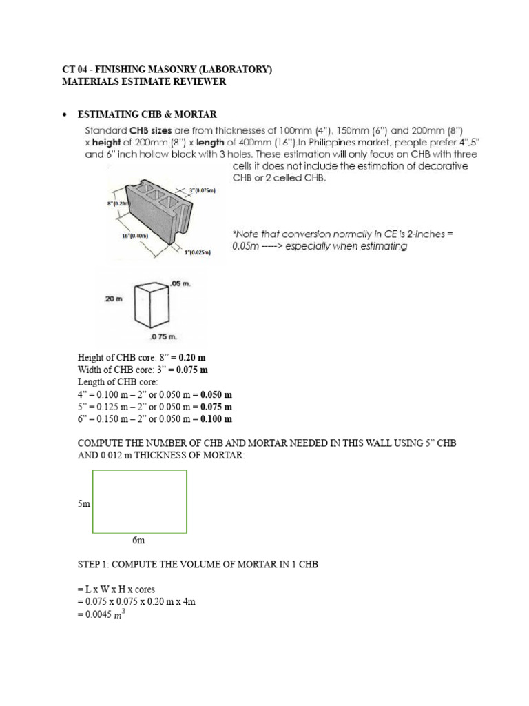 FINISHING MASONRY LAB REVIEWER | PDF