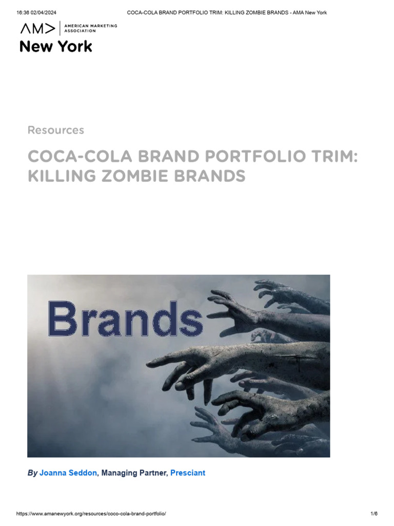 Coca Cola Brand Portfolio - Killing Zombies Brands - AMA New York | PDF ...