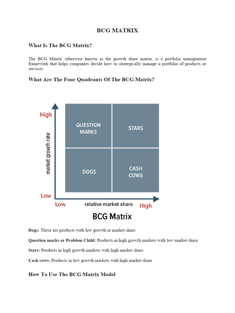 Bcg Matrix | PDF | Strategic Management | Strategic Planning