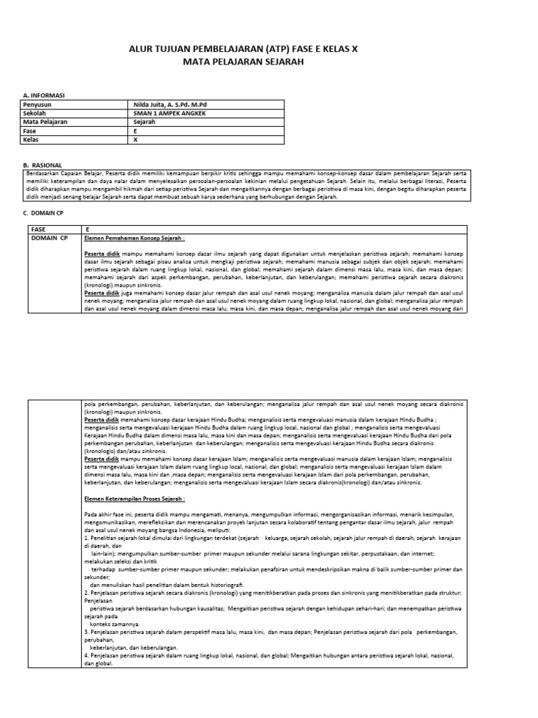 Alur Tujuan Pembelajaran (3) - CTK | PDF