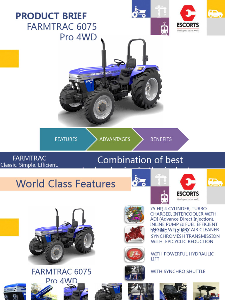 Farmtrac 6075 Pro 4WD Overview | PDF | Manual Transmission | Gear