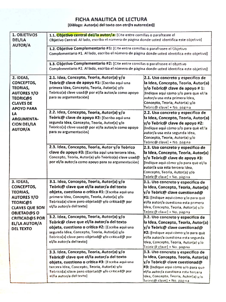 Ficha analítica de lectura | PDF