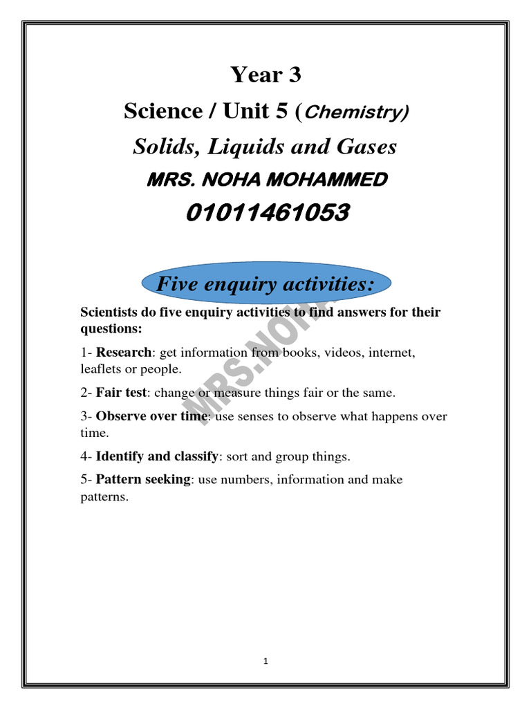 Year 3 unit 5 science | PDF | Liquids | Water