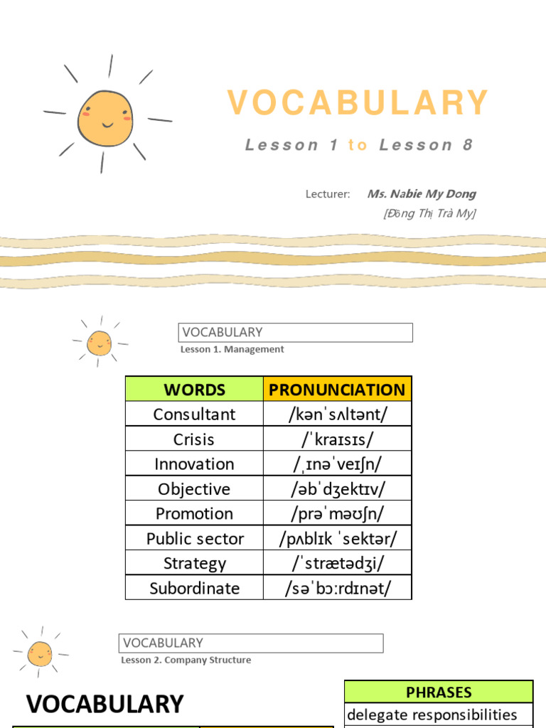 To Class (Vocabulary L1 To L8) | PDF | Logistics | Business Process