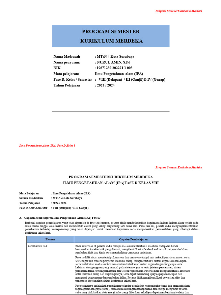 PROMES Kurikulum Merdeka | PDF | Sains & Matematika