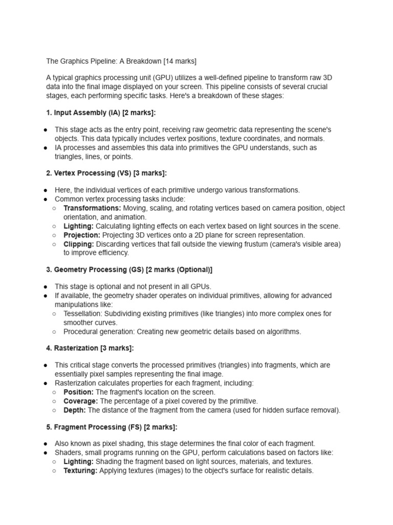 Describe The Different Stages of The Graphics... | PDF | Shader | 3 D ...