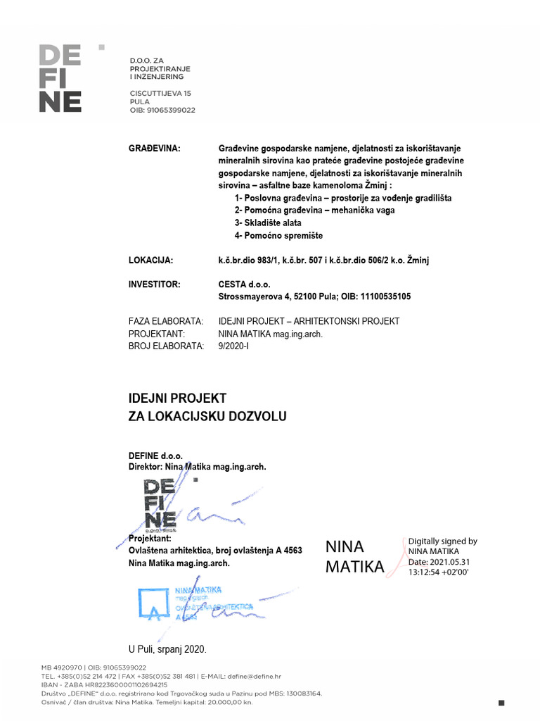 CESTA - El BR 9 - 2020-I Idejni Projekt Za Ishođenje Posebnih Uvjeta I Uvjeta Priključenja | PDF