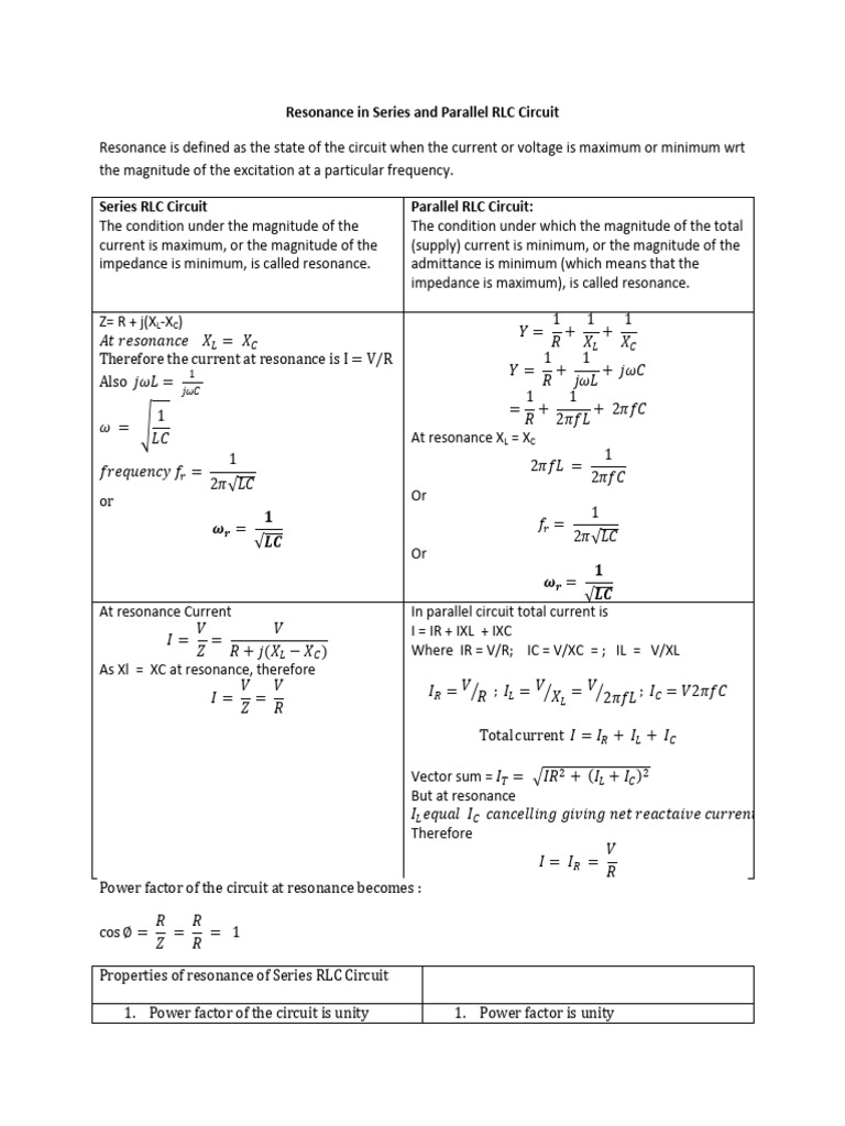 Resonance Power Factor and Q Factor | PDF | Resonance | Electrical Network
