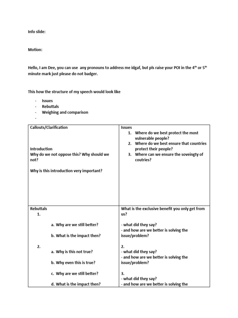 Whip Speech Template | PDF