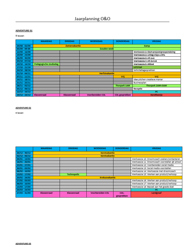 Jaarplanning O&O | PDF