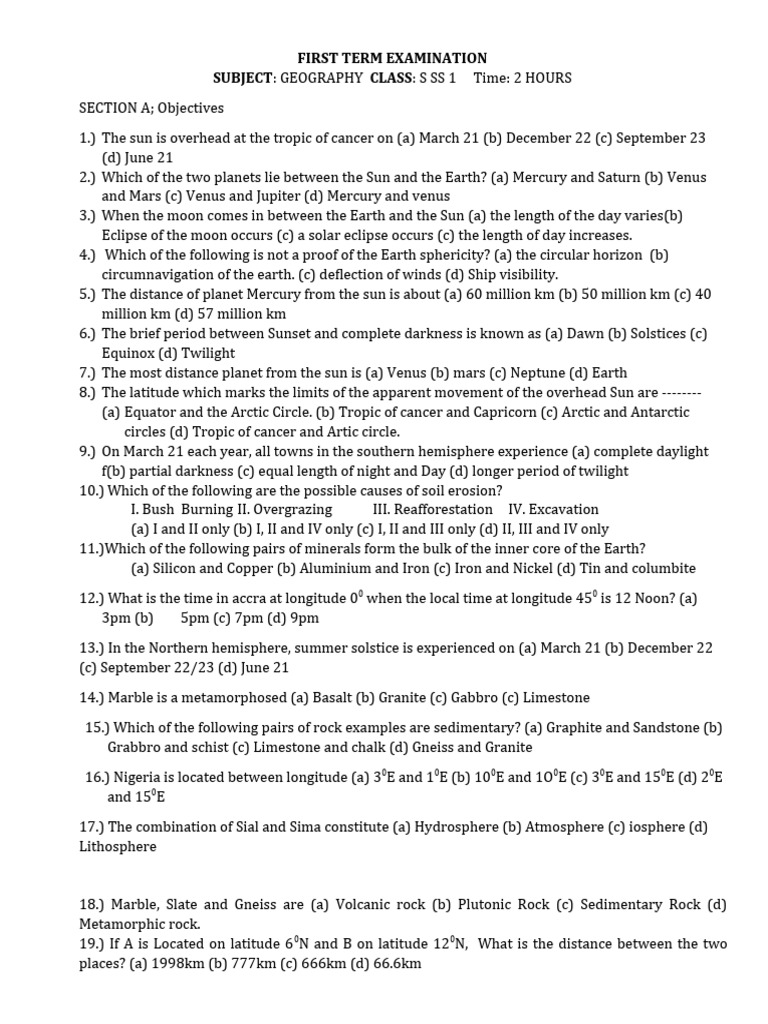 Geography SSS 1-2 | PDF | Geology | Earth Sciences