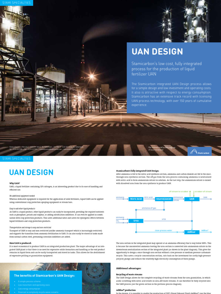 Stamicarbon - UAN Design Online - 1 | PDF | Urea | Fertilizer