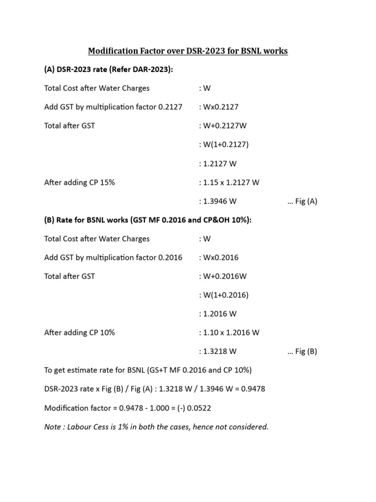 Modification Factor Over DSR-2023 | PDF | Finance & Money Management