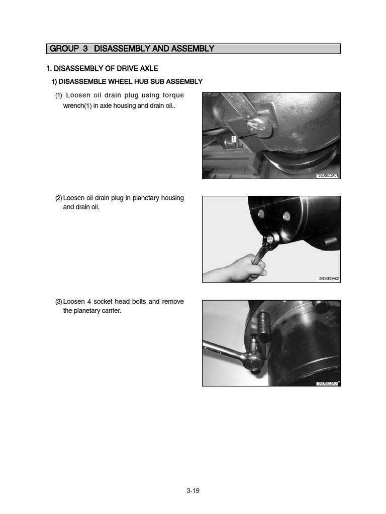 Group 3 Disassembly and Assembly: 1. Disassembly of Drive Axle | PDF ...