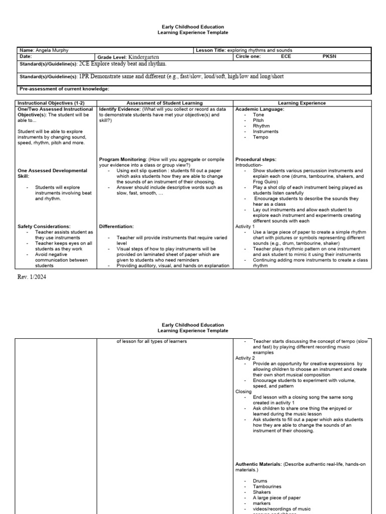 edt317music-lessonplan | PDF | Rhythm | Learning