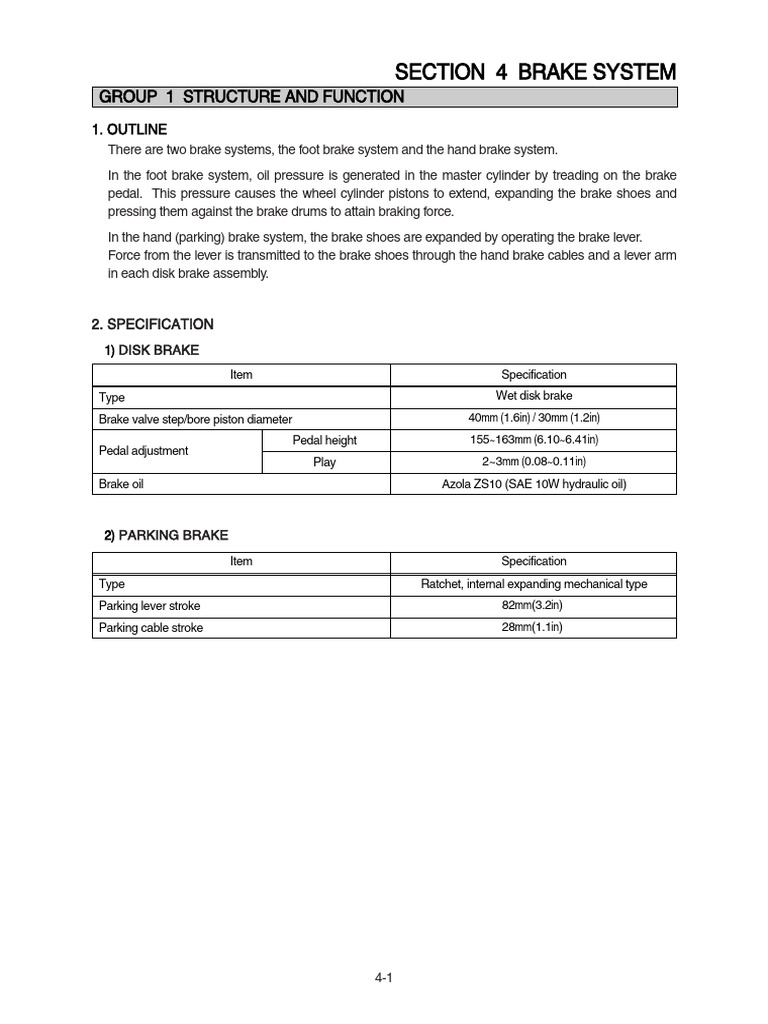 Section 4 Brake System: Group 1 Structure and Function | PDF | Brake | Vehicle Technology