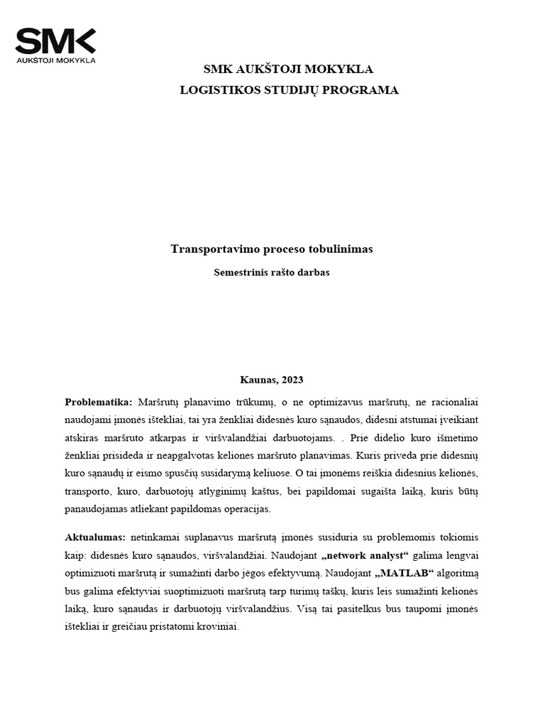 Logistikos Darbas | PDF