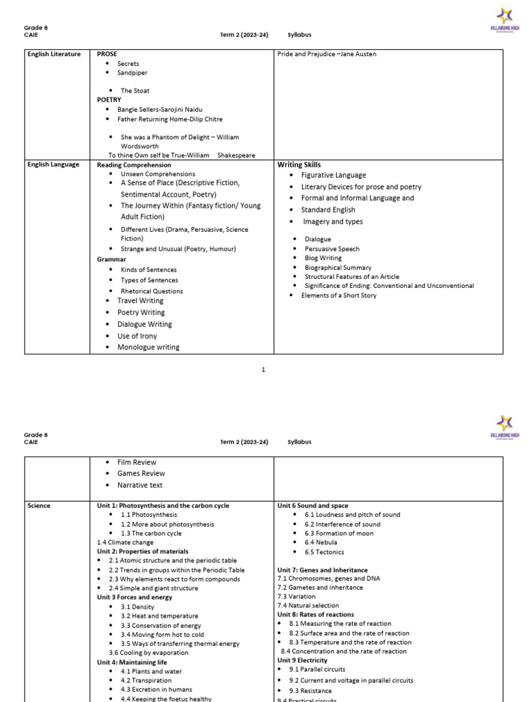 Term 2 8 IG Syllabus | PDF | Chemical Reactions | Malware