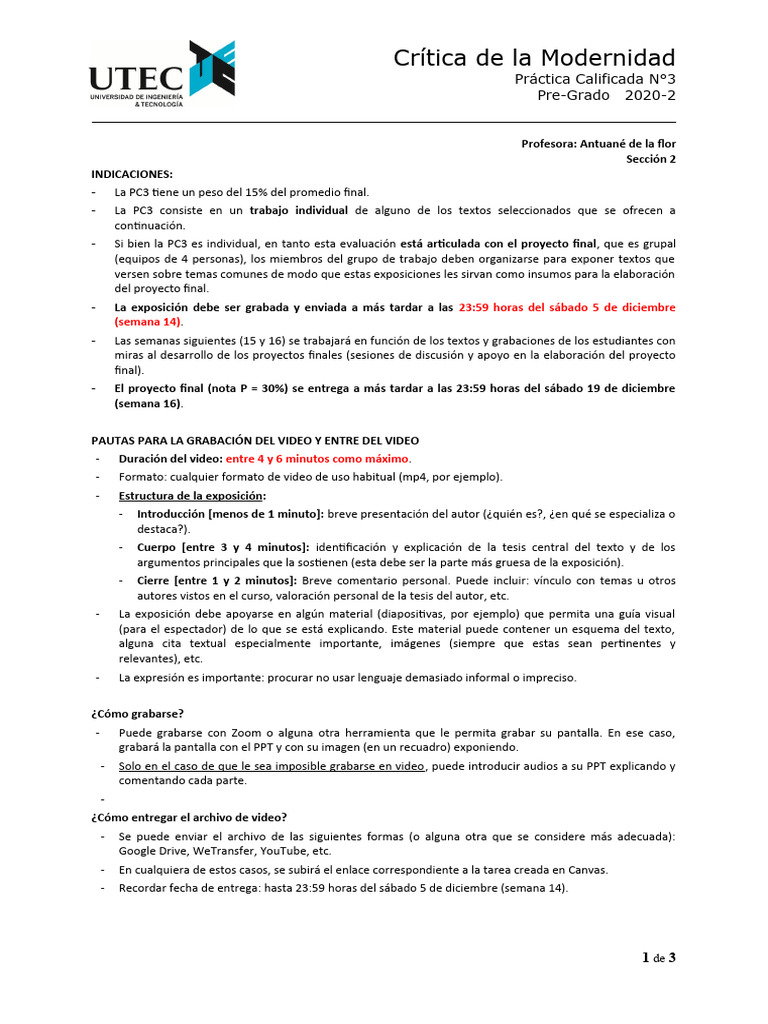 Crítica de la Modernidad: Guía PC3 | PDF | Ensayos