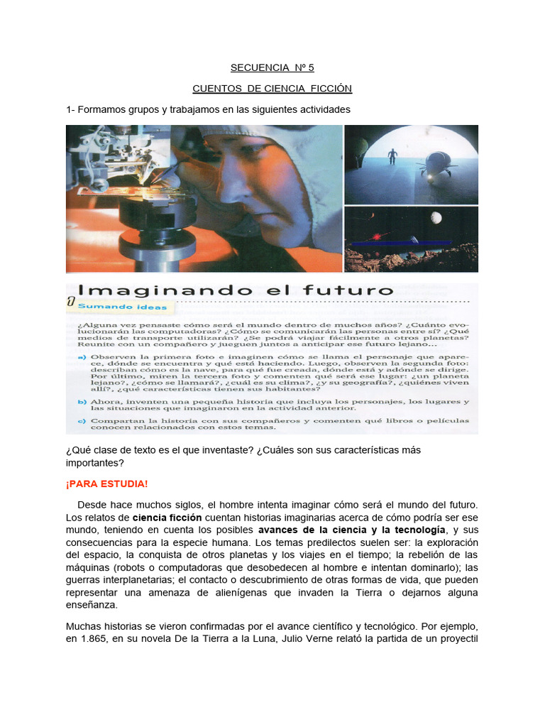 SECUENCIA #5. CUENTO DE CIENCIA FICCIÓNdocx | PDF | Objeto (gramática ...