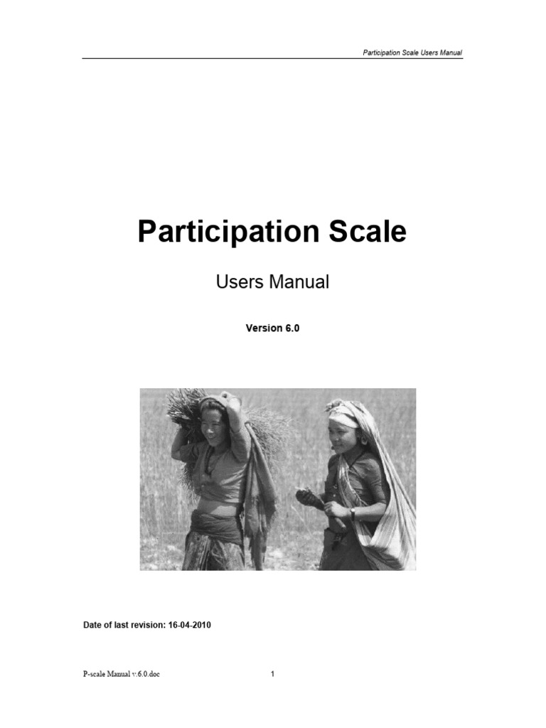 Participation Scale Users Manual v. 6.0 - 1 | PDF | Disability ...