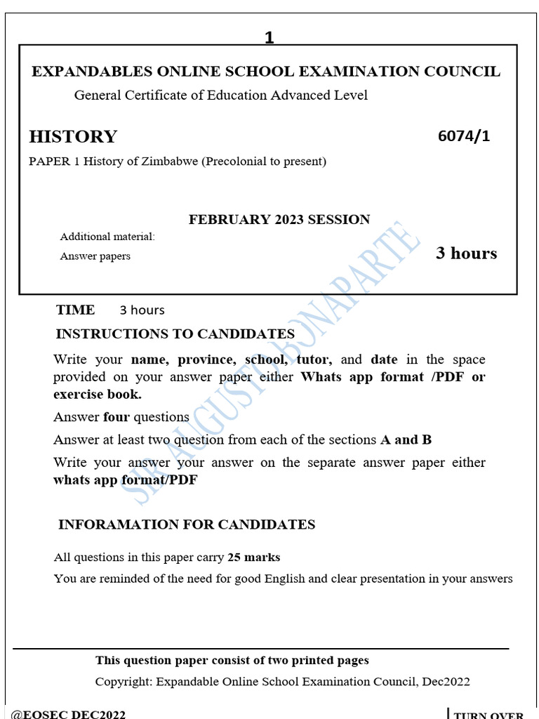 History Exam 2023 Feb | PDF | Travel