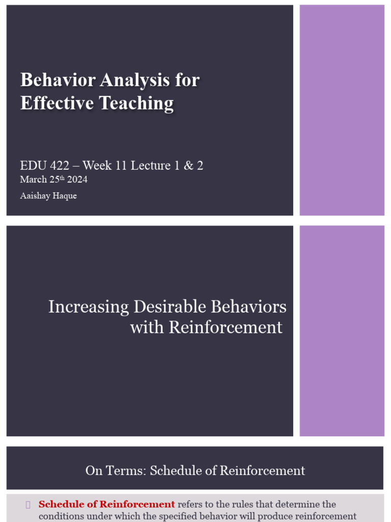 Edu 422 W11 | PDF | Reinforcement | Behaviorism
