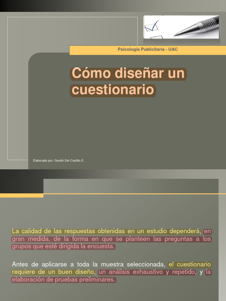 Cómo Diseñar Un Cuestionario | PDF | Cuestionario