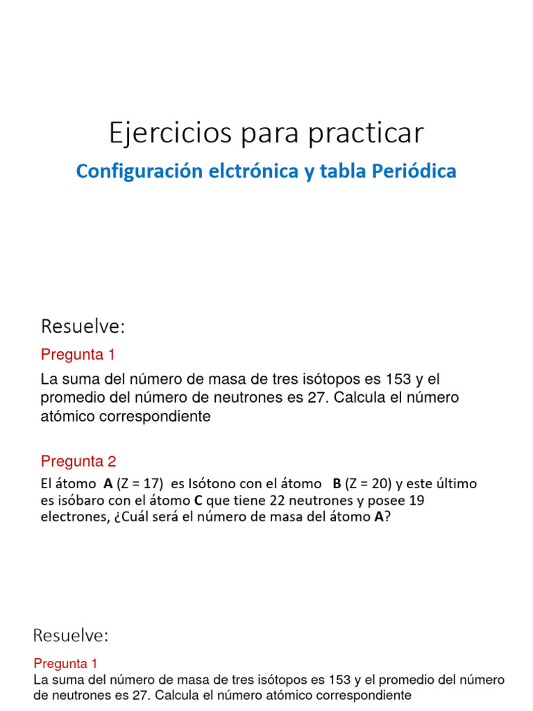 Ejercicios Para Practicar Configuración Electrónica Pdf