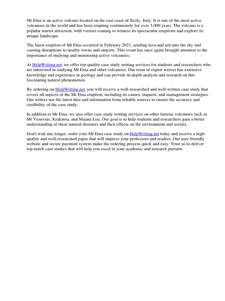 Mt Etna Case Study | PDF | Volcano | Types Of Volcanic Eruptions