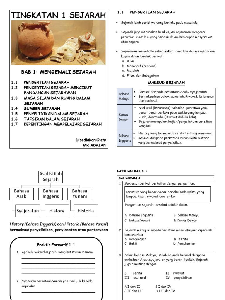 Sejarah Bab 1 Tingkatan 1 | PDF