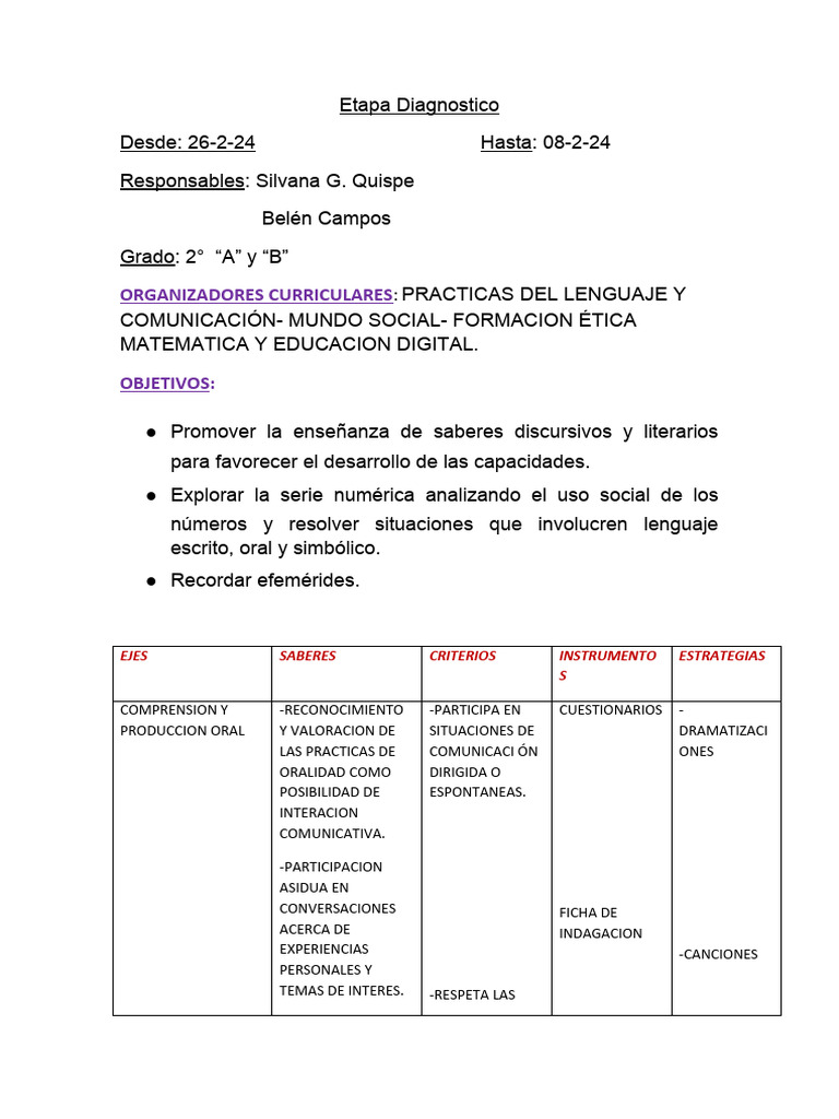 Etapa Diagnostico 2 B Descargar Gratis Pdf Escritura