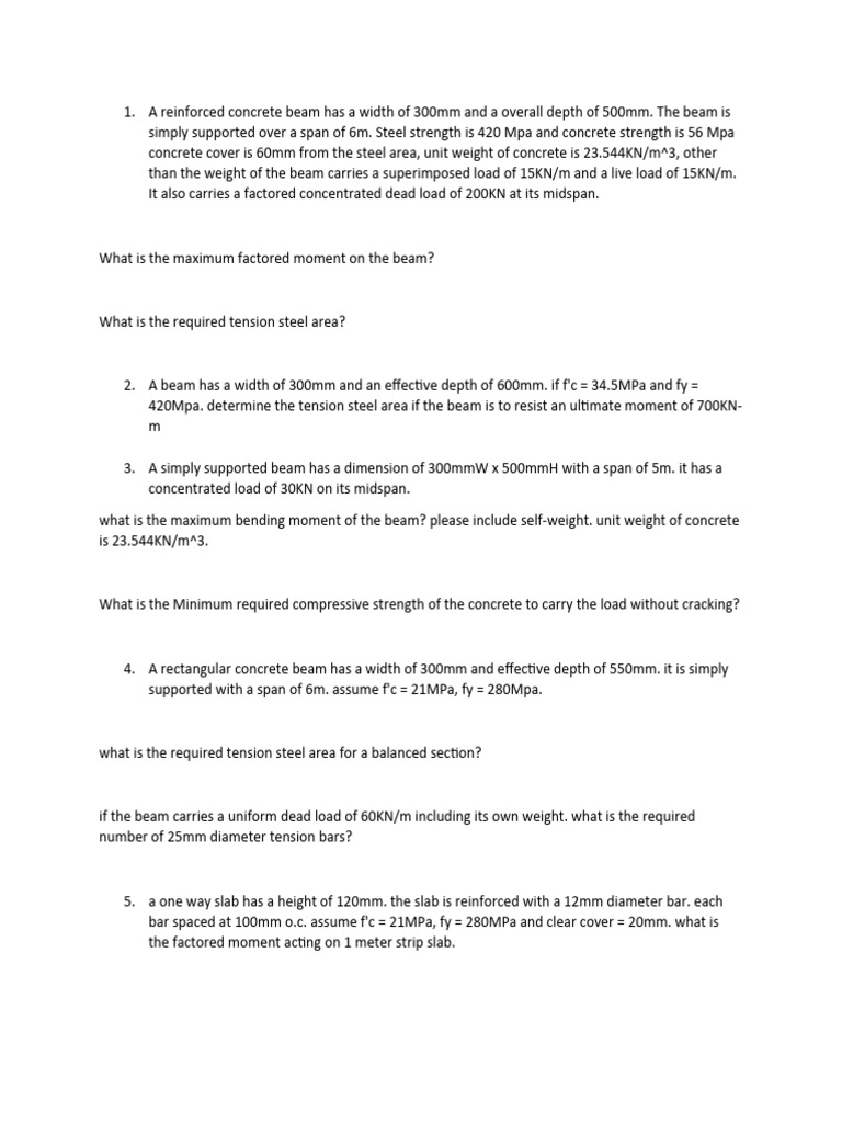 Quiz Question | PDF | Beam (Structure) | Reinforced Concrete