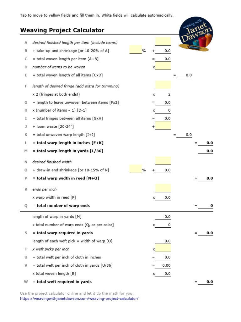 Weaving Project Length Calculator | PDF | Weaving | Textile Industry