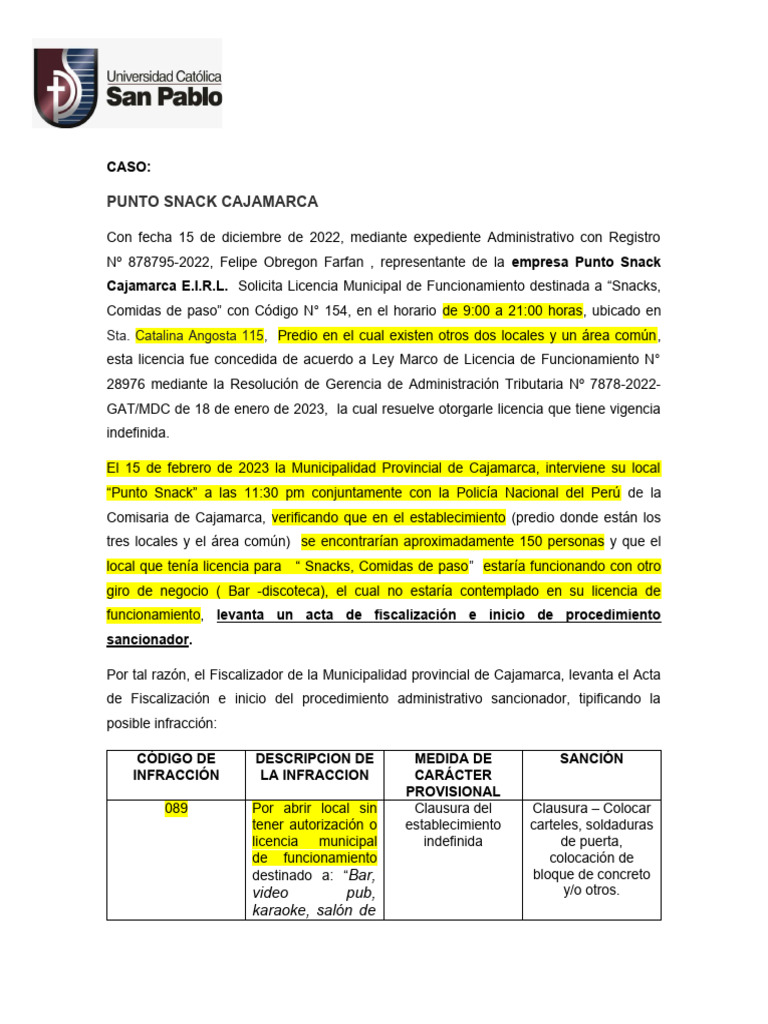 Caso Procedimiento Sancionador | PDF