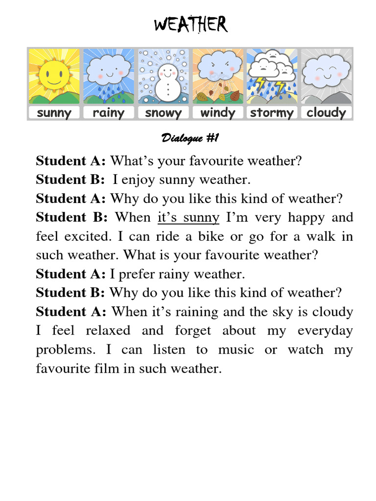 Dialogues About The Weather Conversation Topics Dialogs - 123709 | PDF
