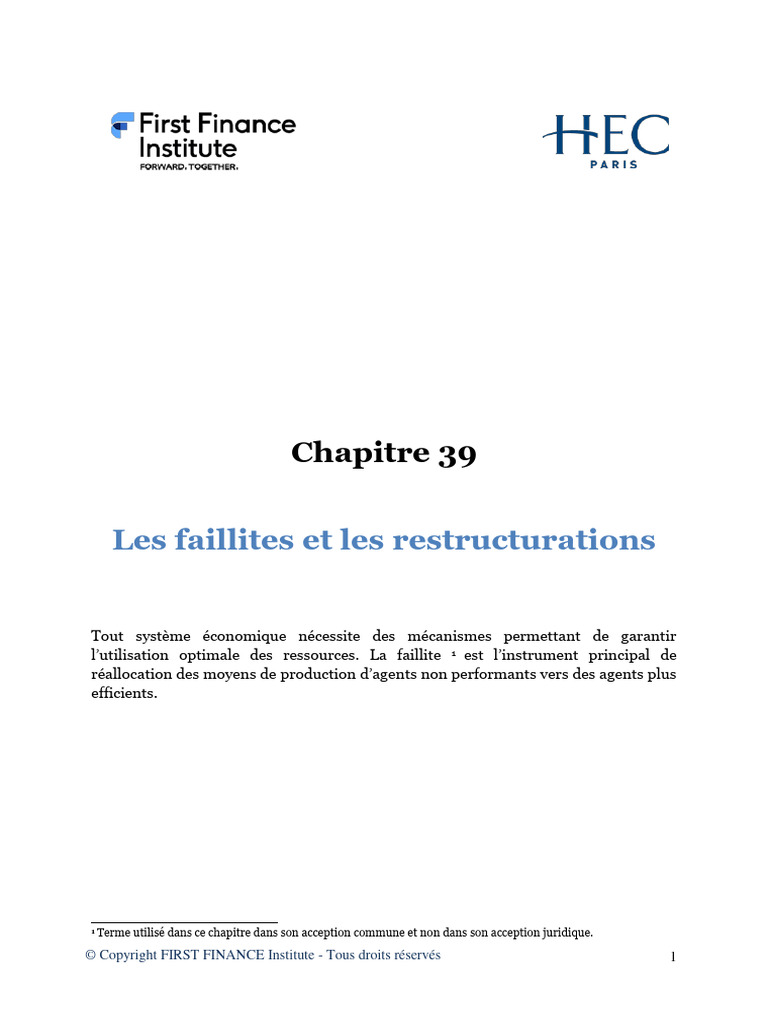CH 39 Les Faillites Et Les Restructurations | PDF | Les sociétés ...