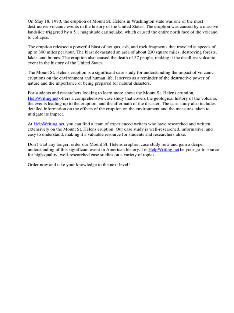 Mount St. Helens Eruption Case Study | PDF | Volcano | Types Of Volcanic Eruptions