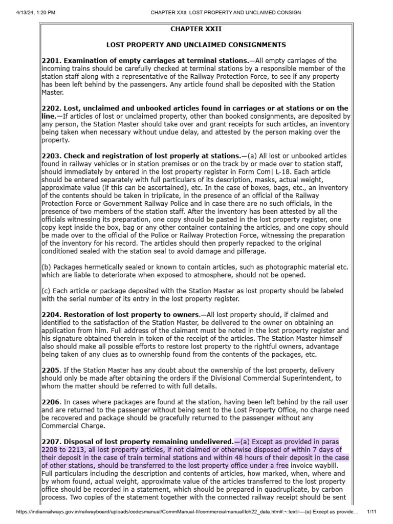 CHAPTER XXTT LOST PROPERTY AND UNCLAIMED CONSIGN | PDF | Auction