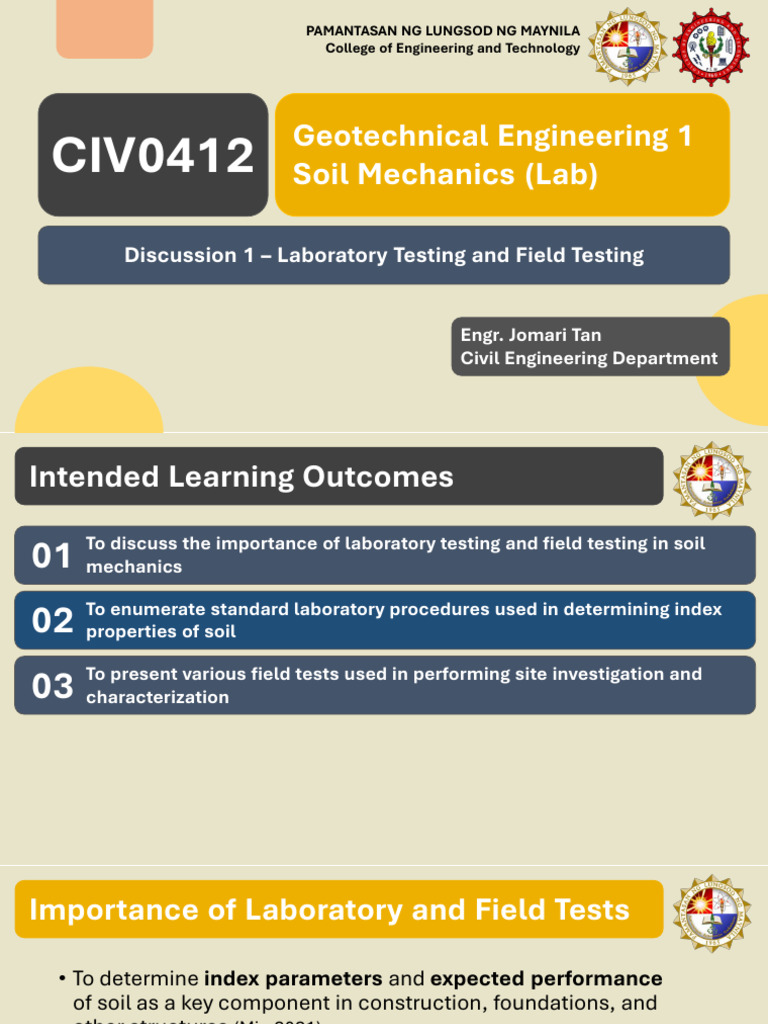 Discussion 1 - Laboratory Testing and Field Testing | PDF | Soil ...