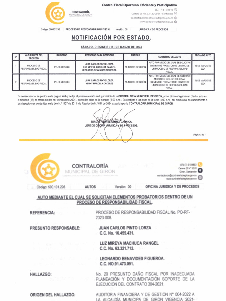 Notificacion Por Estados Solicitud de Pruebas Po Rf 2023 004 y Po Rf 2023 008 | PDF | Ética ...