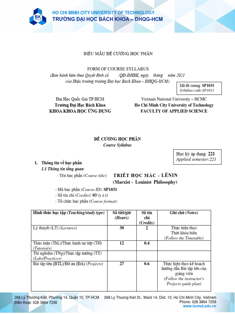 LTBT - de Cuong Triet SP1031 - 221-Mới | PDF