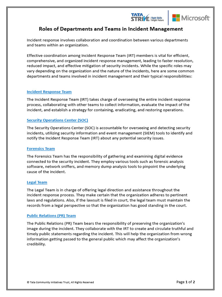 Original 1687930702 Roles of Departments and Teams PDF | PDF | Computer ...